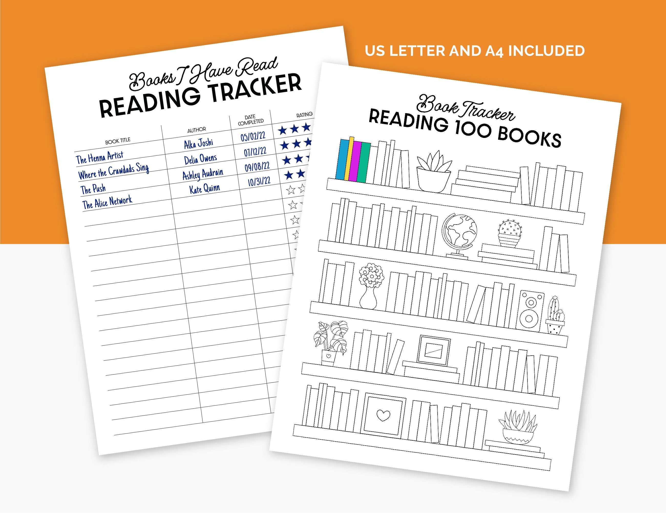 Reading Tracker and Book Tracker Printable Bundle, 100 Books Challenge ...