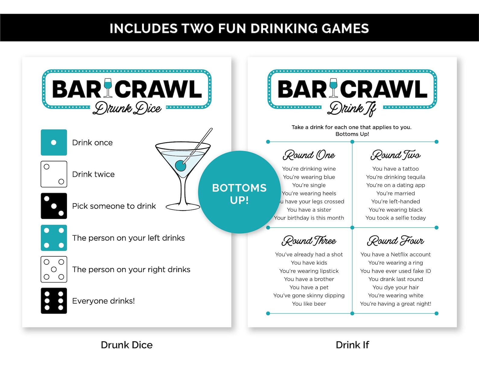 Bar Crawl Games, Printable Bar Hopping Games for a Birthday Bar Crawl ...