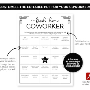 Editable Coworker Bingo Game, Find Someone Who Office Party Game ...