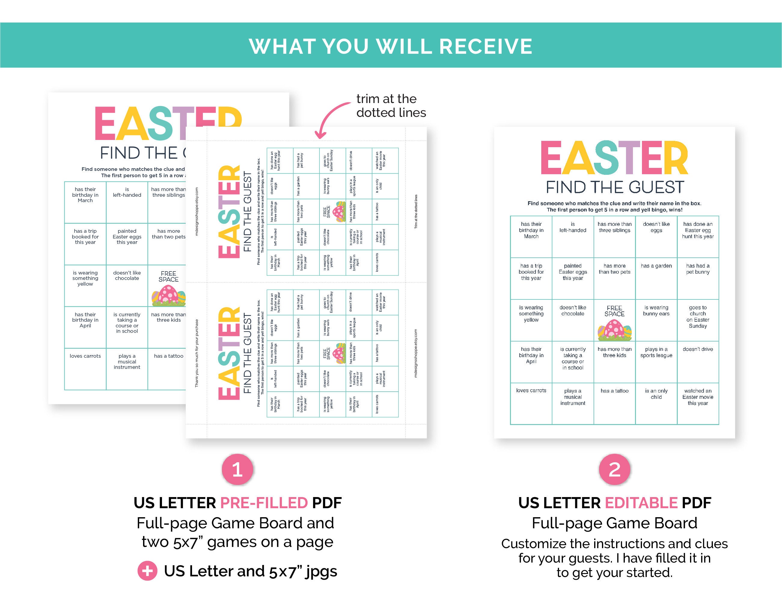 Editable Easter Find the Guest Bingo, Icebreaker Game for an Easter Party, Find Someone Who ...