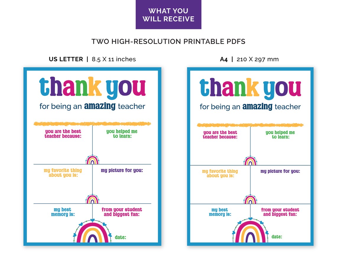 Teacher Appreciation Printable, A Teacher Appreciation Week Gift or End ...