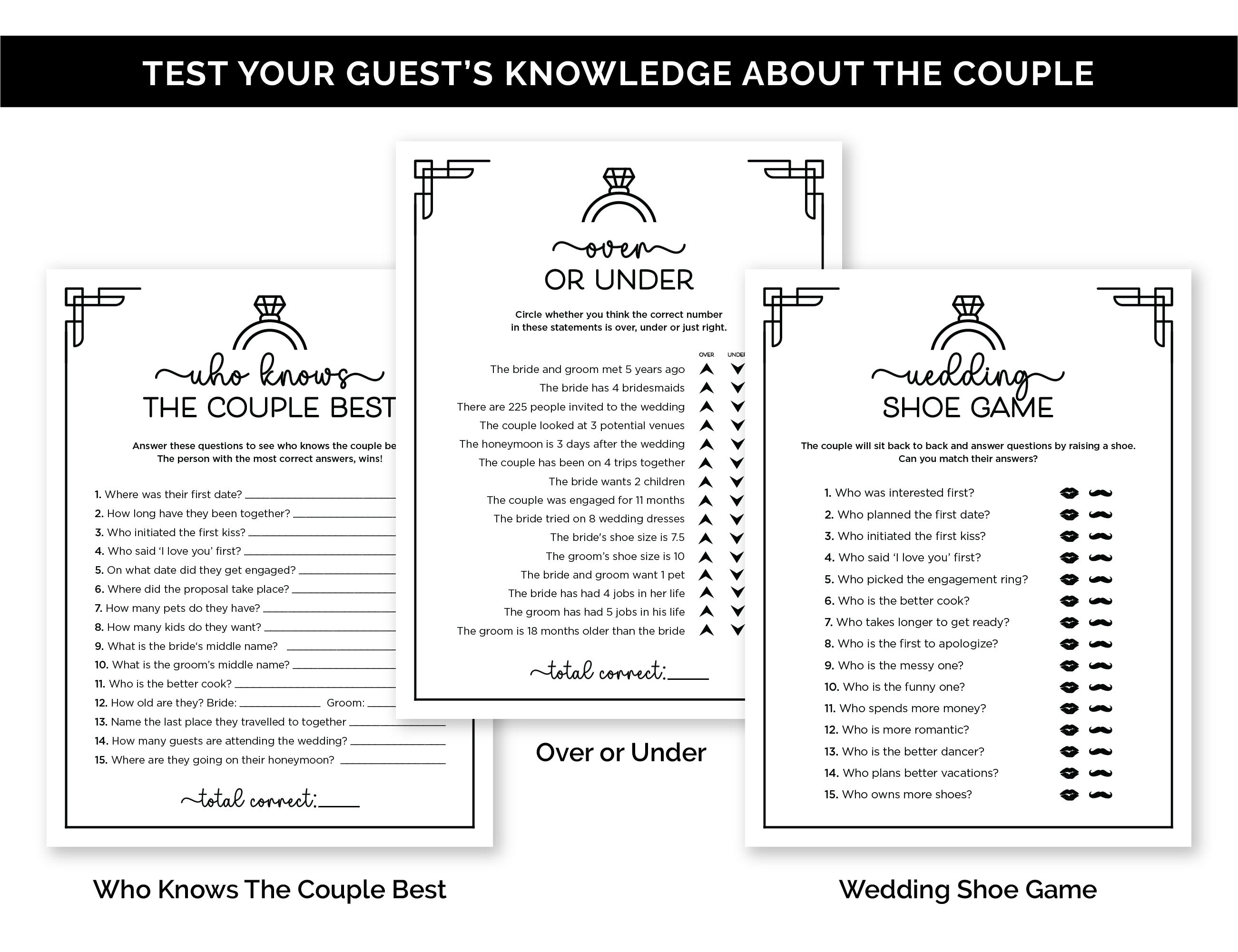 Wedding Table Games, Printable Games Bundle for a Wedding Reception ...
