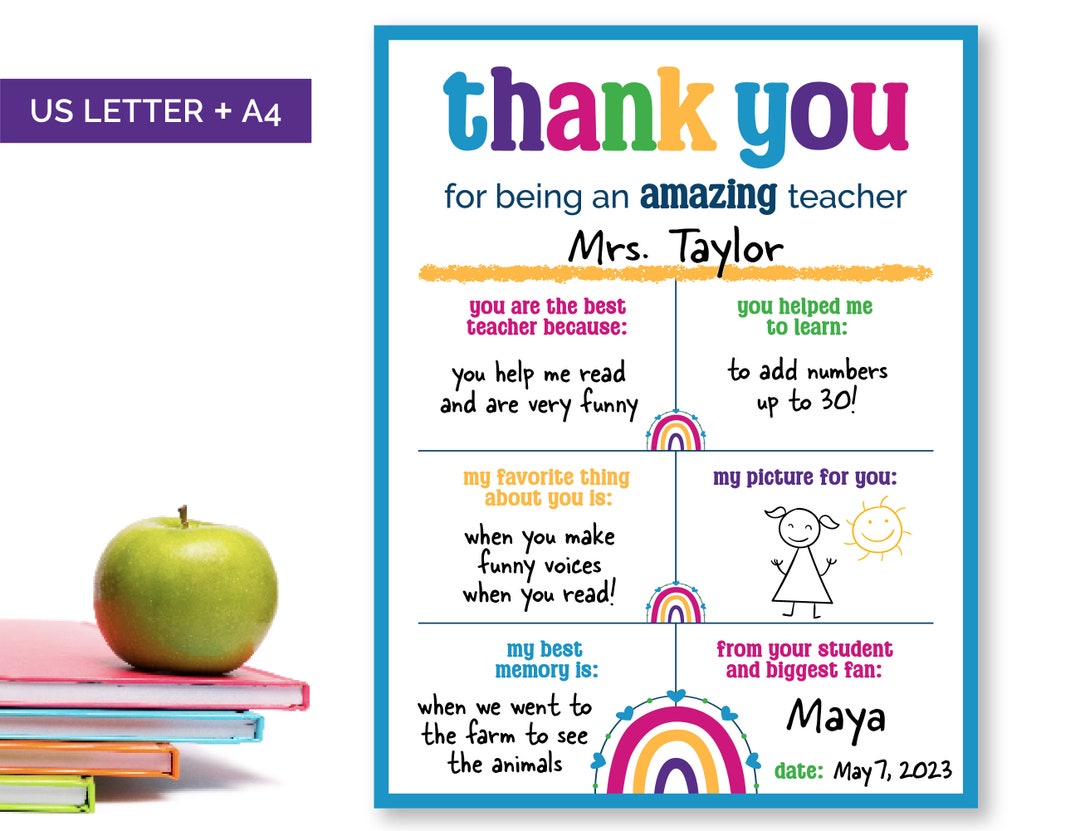 Teacher Appreciation Printable, A Teacher Appreciation Week Gift or End ...