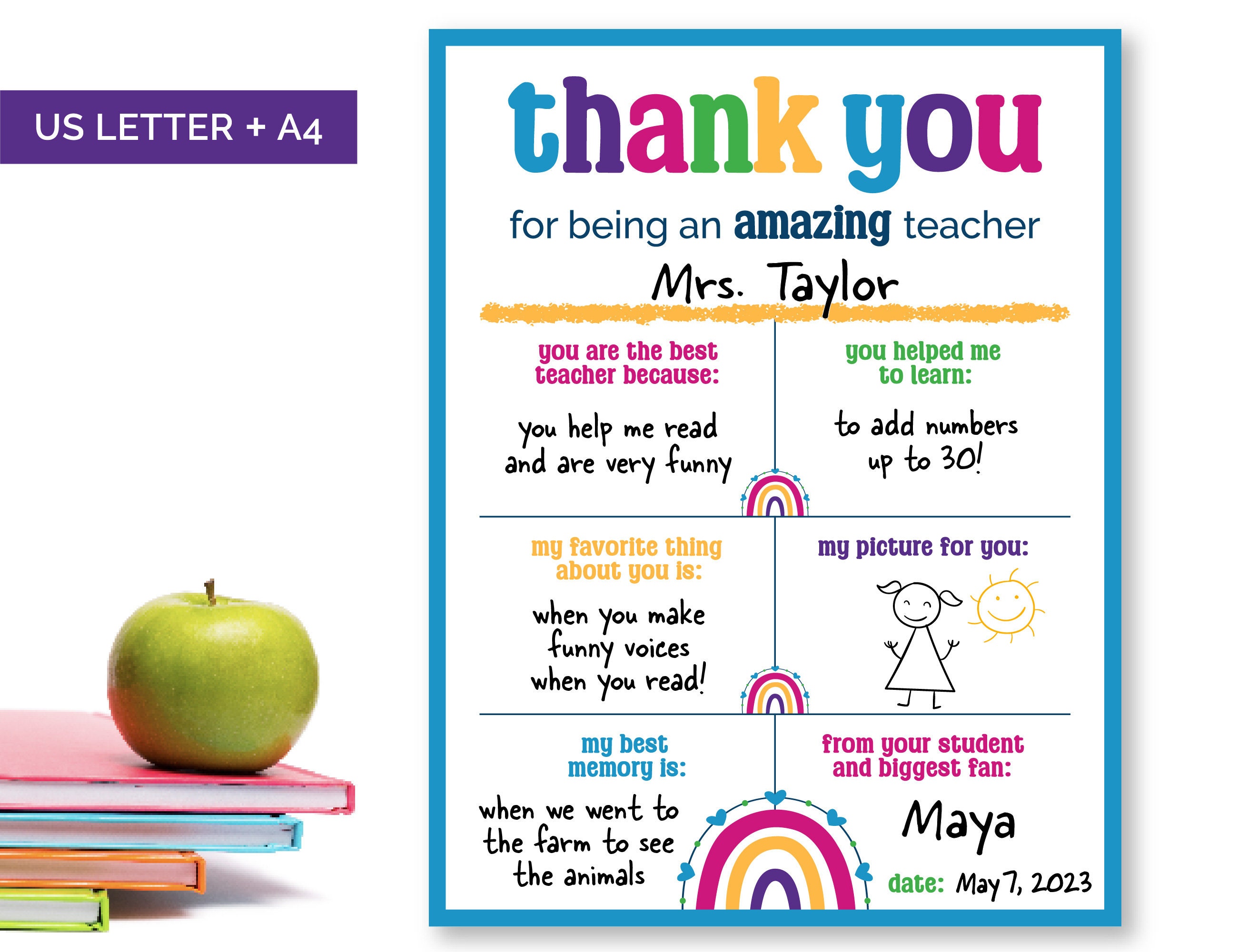Teacher Appreciation Printable, A Teacher Appreciation Week Gift or End ...