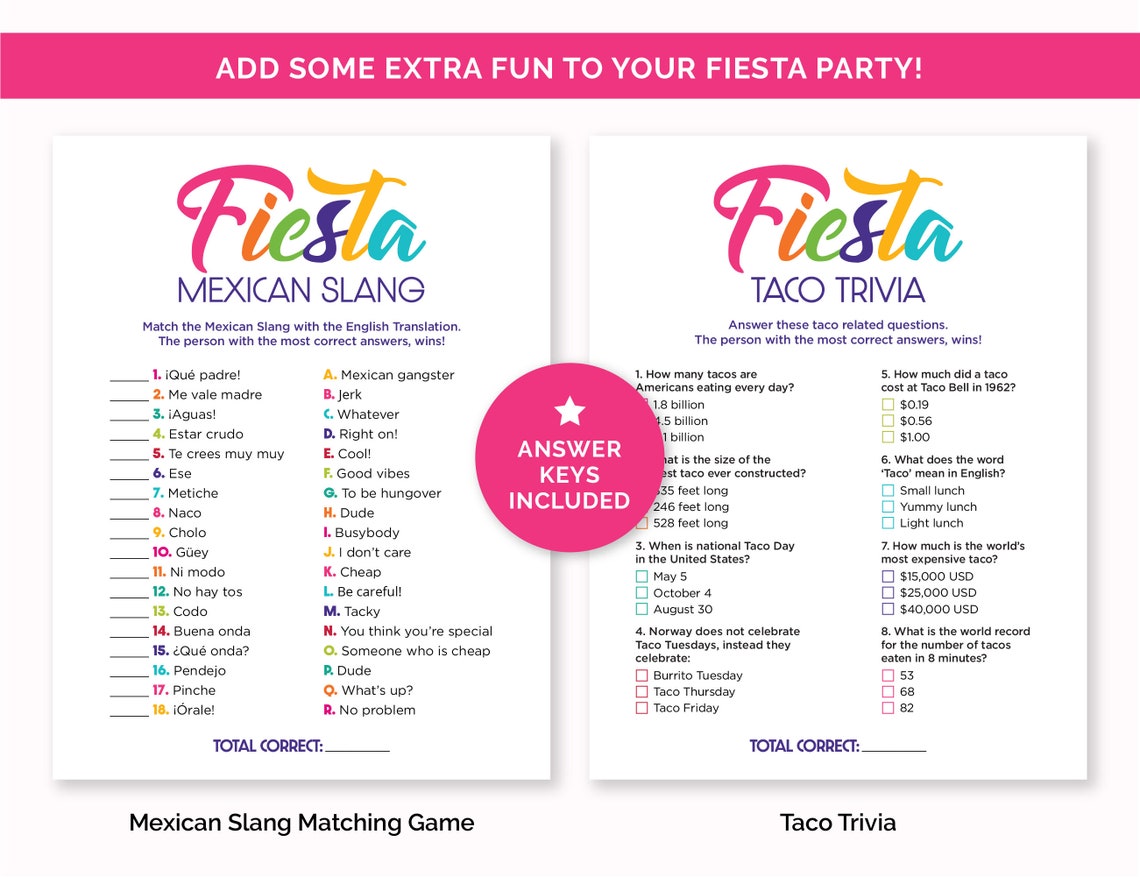 Fiesta Games Bundle Printable Mexican Party Games for a - Etsy