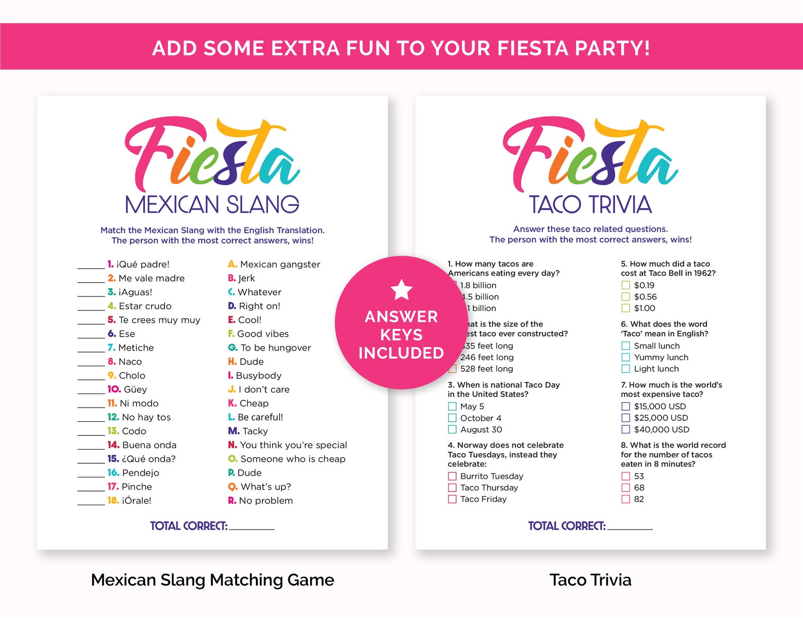 Fiesta Games Bundle Printable Mexican Party Games for a - Etsy