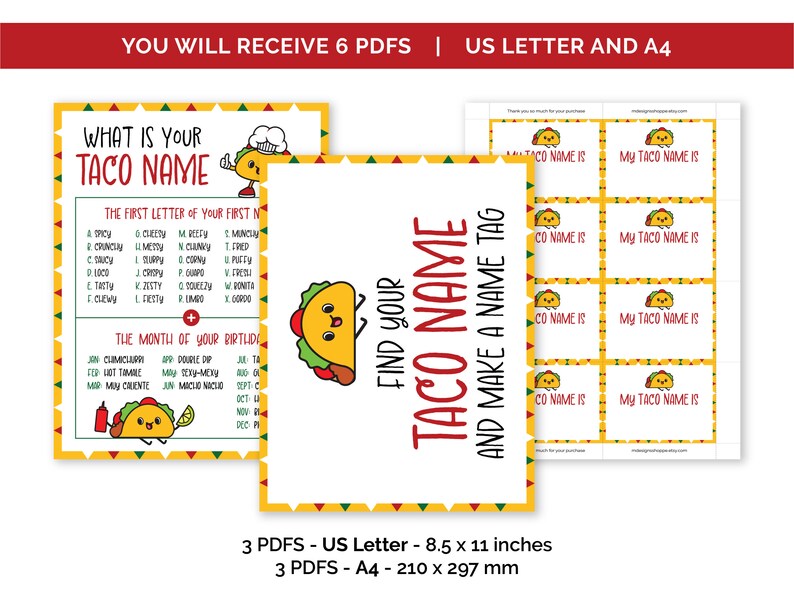 What is Your Taco Name Game, A Printable Game for Cinco De Mayo, a ...