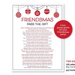Friendsmas Pass the Gift Game, Printable Pass the Present Friendsmas ...