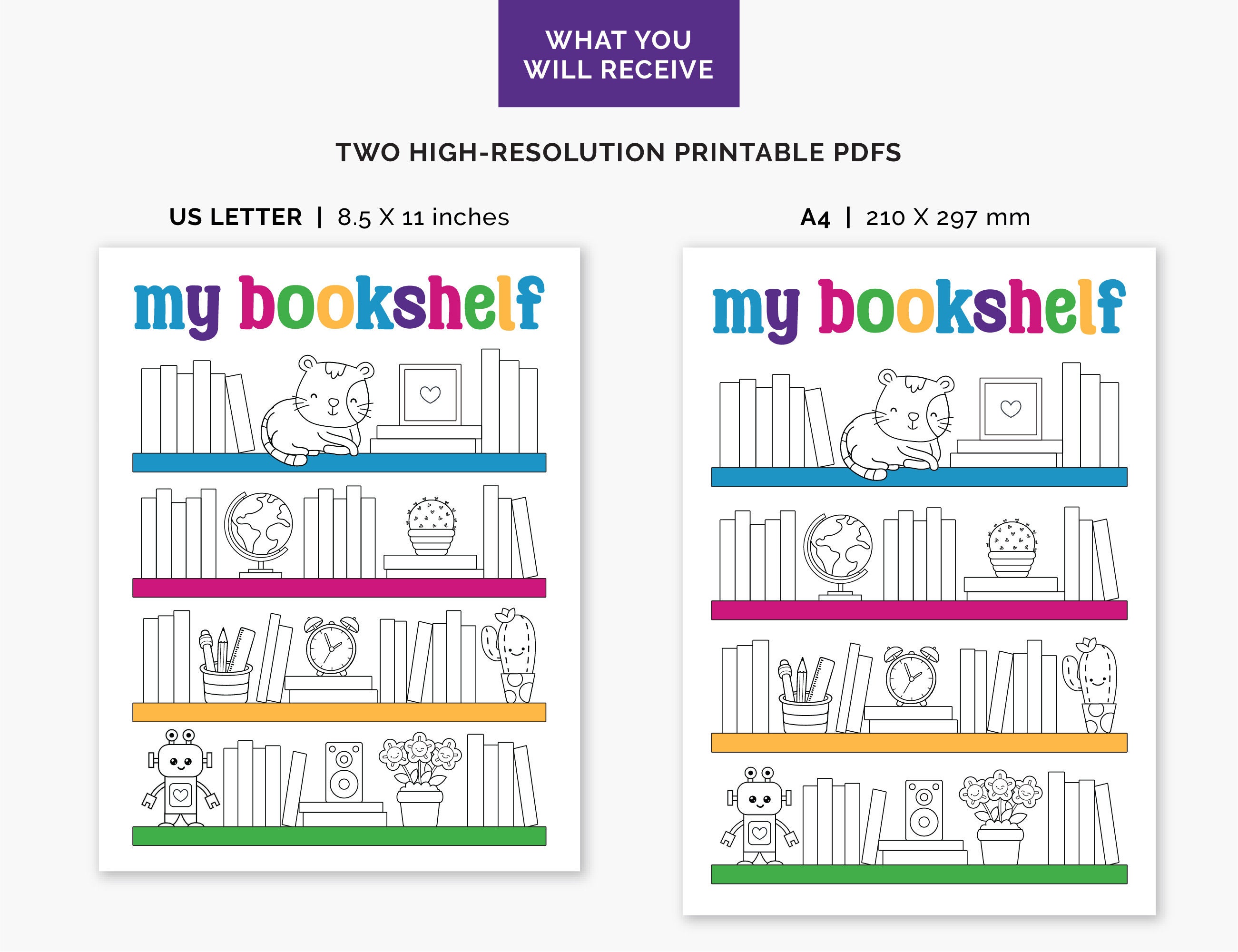 Reading Tracker for Kids, Printable Bookshelf Tracker, 50 Books Summer ...