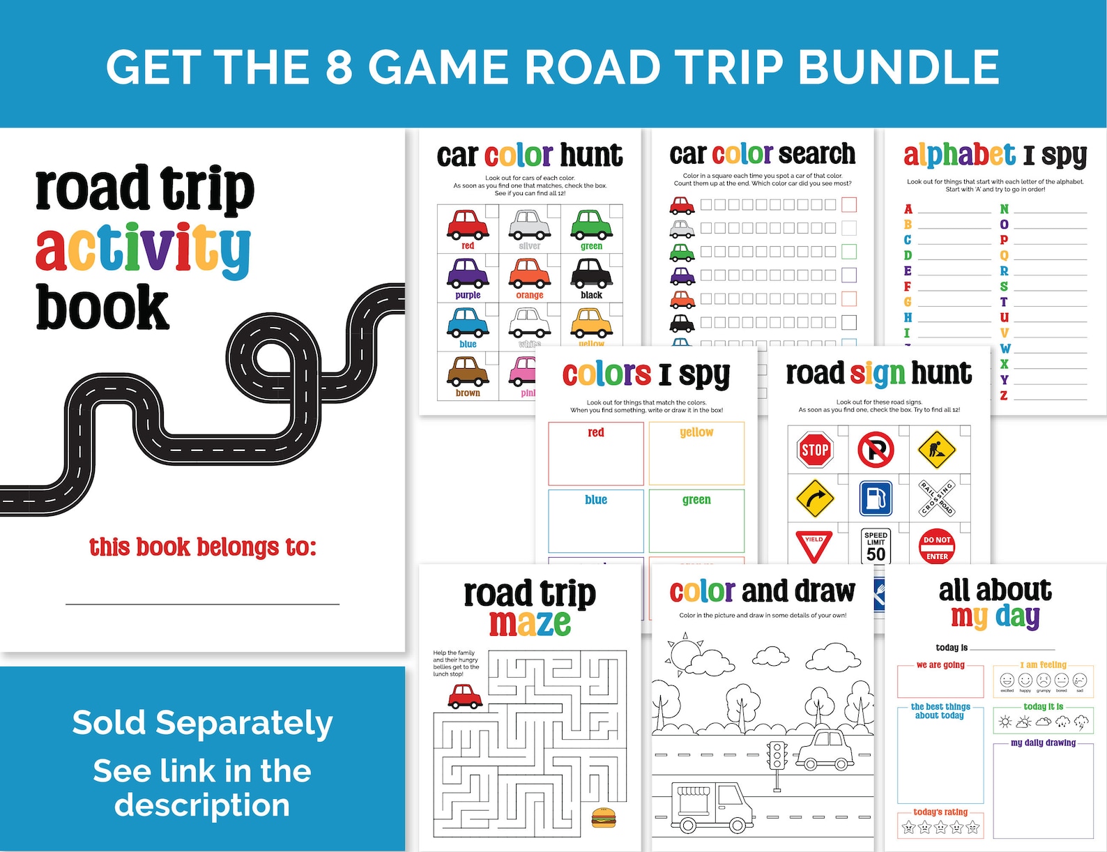 Counting Coloured Cars Printable, Road Trip Game for Kids, Car ...