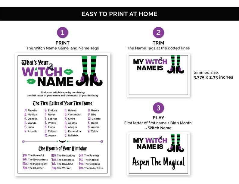 What's Your Witch Name, Printable Witches Night Out Game, Name ...
