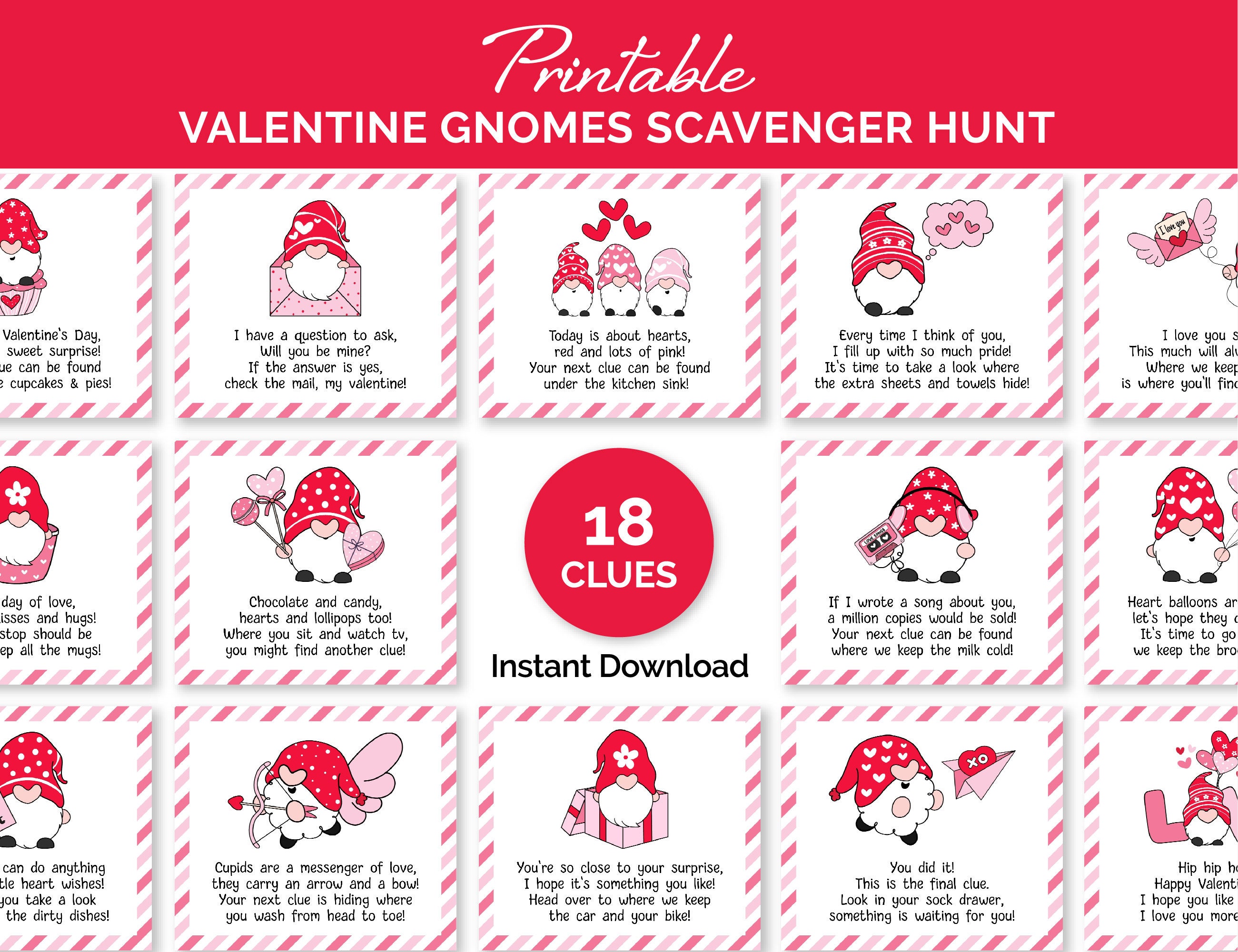 Valentine's Day Scavenger Hunt for Kids, Printable Indoor Treasure Hunt ...