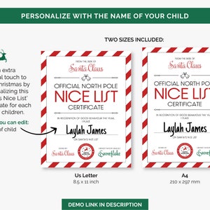 Editable Santa's Nice List Certificate, Printable Nice List Template ...