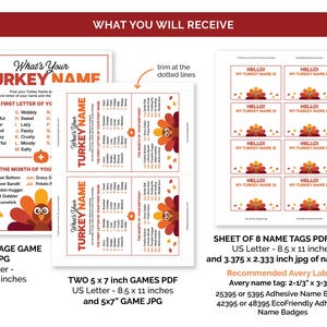 What's Your Turkey Name Game, Printable Thanksgiving Party Game for ...