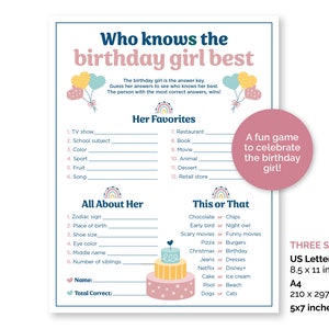 Boho Who Knows the Birthday Girl Best, Printable Birthday Girl Trivia ...