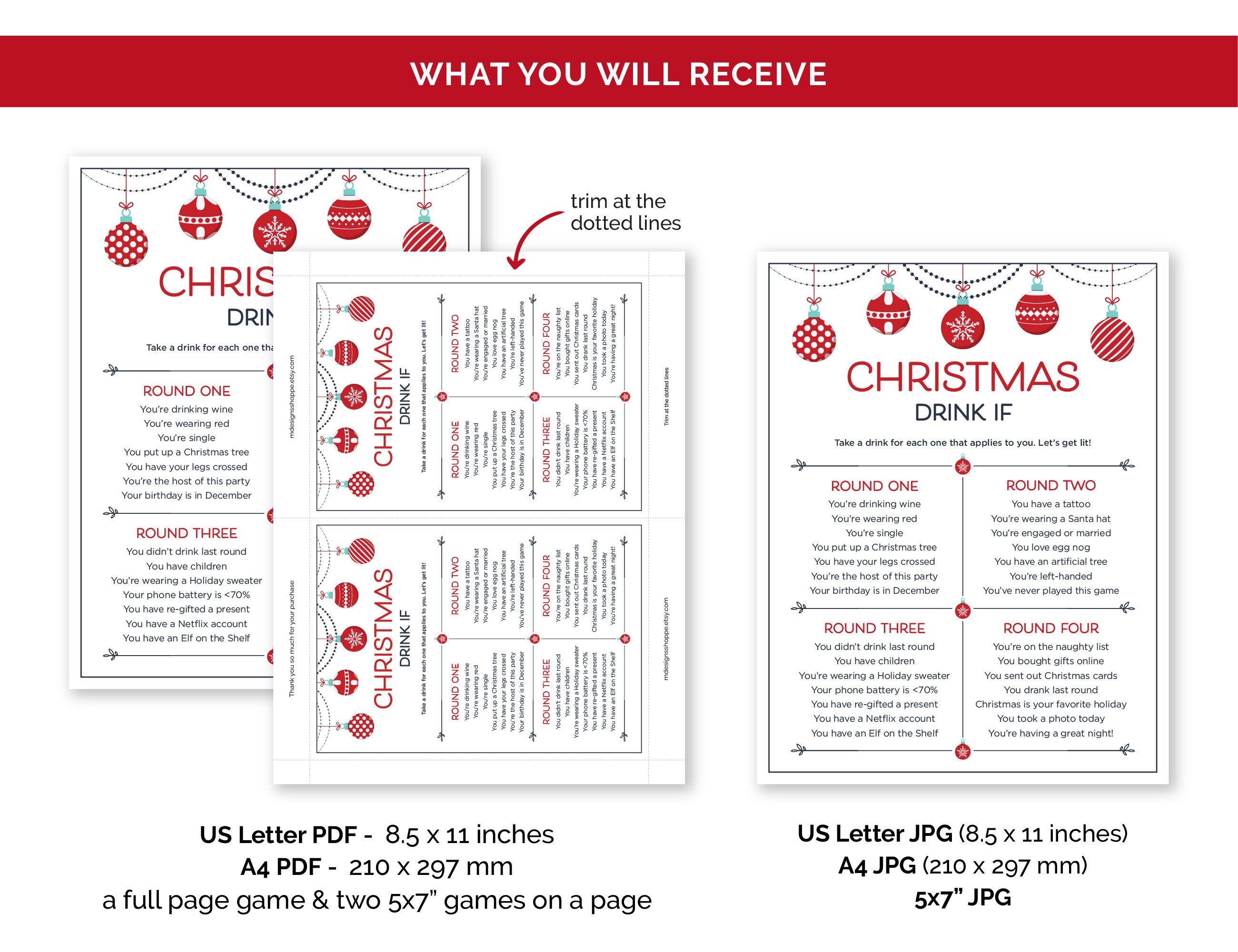 Christmas Drink If Party Game Printable Drinking Game For A Holiday