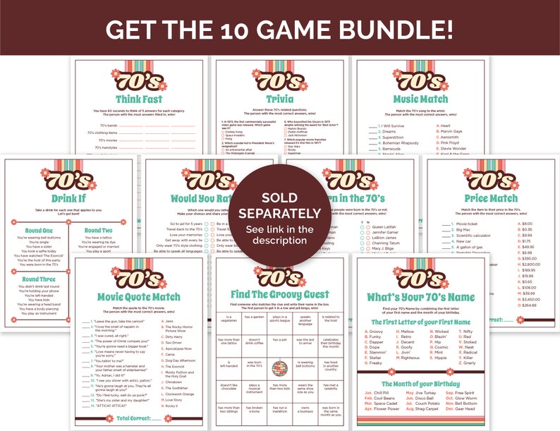 Editable 70s Find the Guest Bingo, Icebreaker Game for a Retro 70s ...