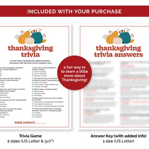 Thanksgiving Trivia Game, Printable Thanksgiving Quiz With Answers ...