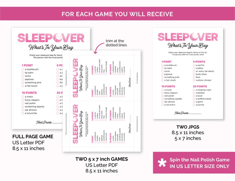 Sleepover Birthday Party Games, Printable Games Bundle for a Slumber ...