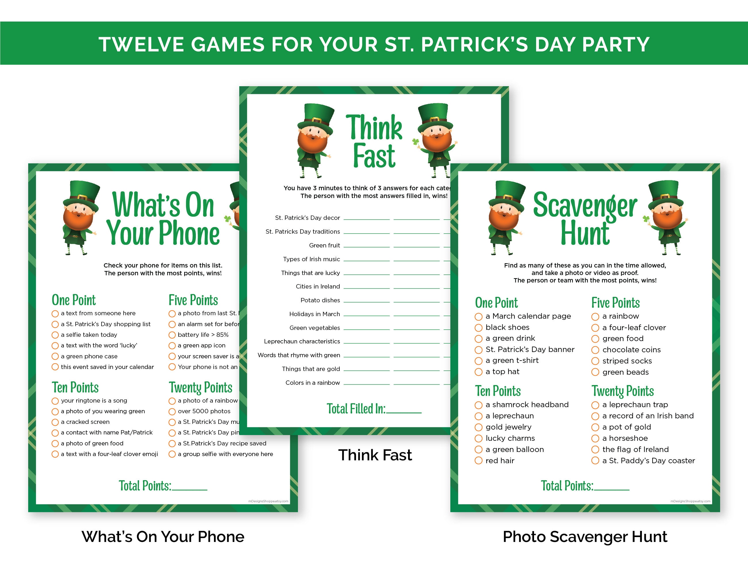 St. Patricks Day Games Bundle, Printable St. Patricks Day Party Games ...