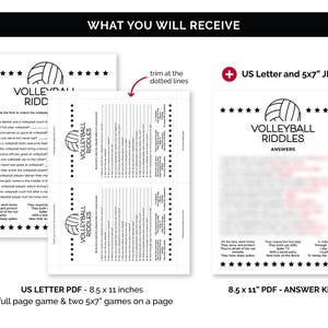 Volleyball Riddles, Printable Riddle Me This Game for a Volleyball Team ...