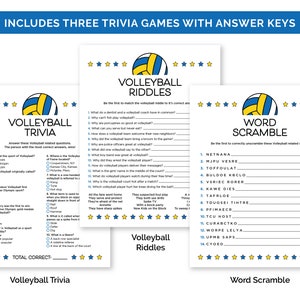 Volleyball Games, Printable Games Bundle for a Volleyball Team Party ...