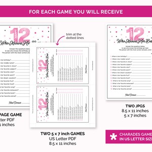 12th Birthday Party Games, Printable Birthday Game Bundle With Birthday ...