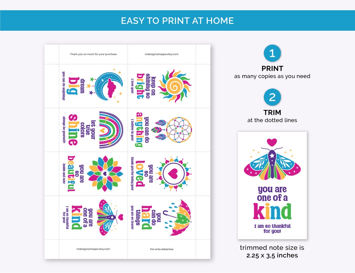Printable Lunch Box Notes for Kids, Motivational Lunchbox Notes ...