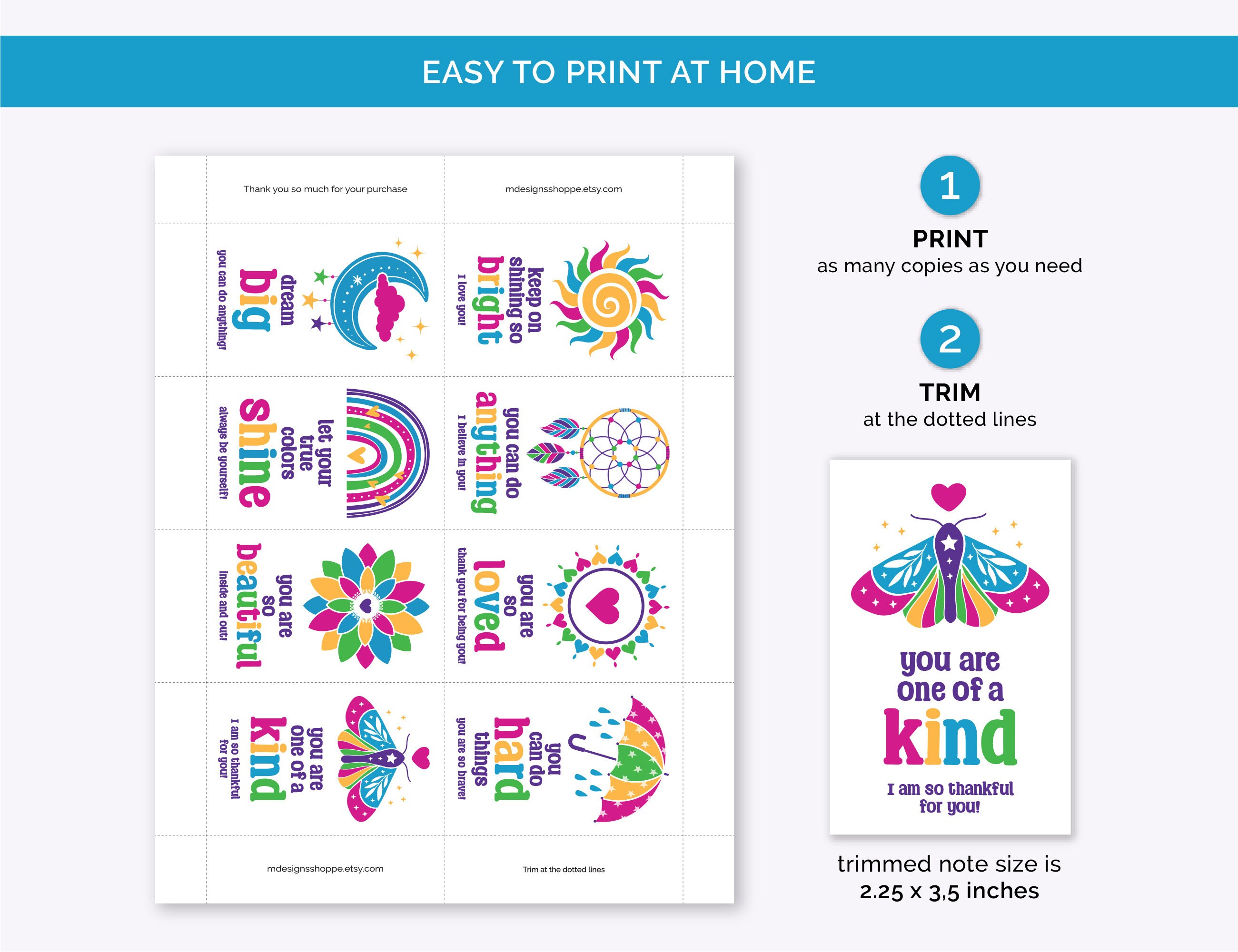 Printable Lunch Box Notes for Kids, Motivational Lunchbox Notes ...