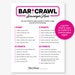 Bar Crawl Scavenger Hunt, Printable Bar Hopping Game for a Birthday Bar ...