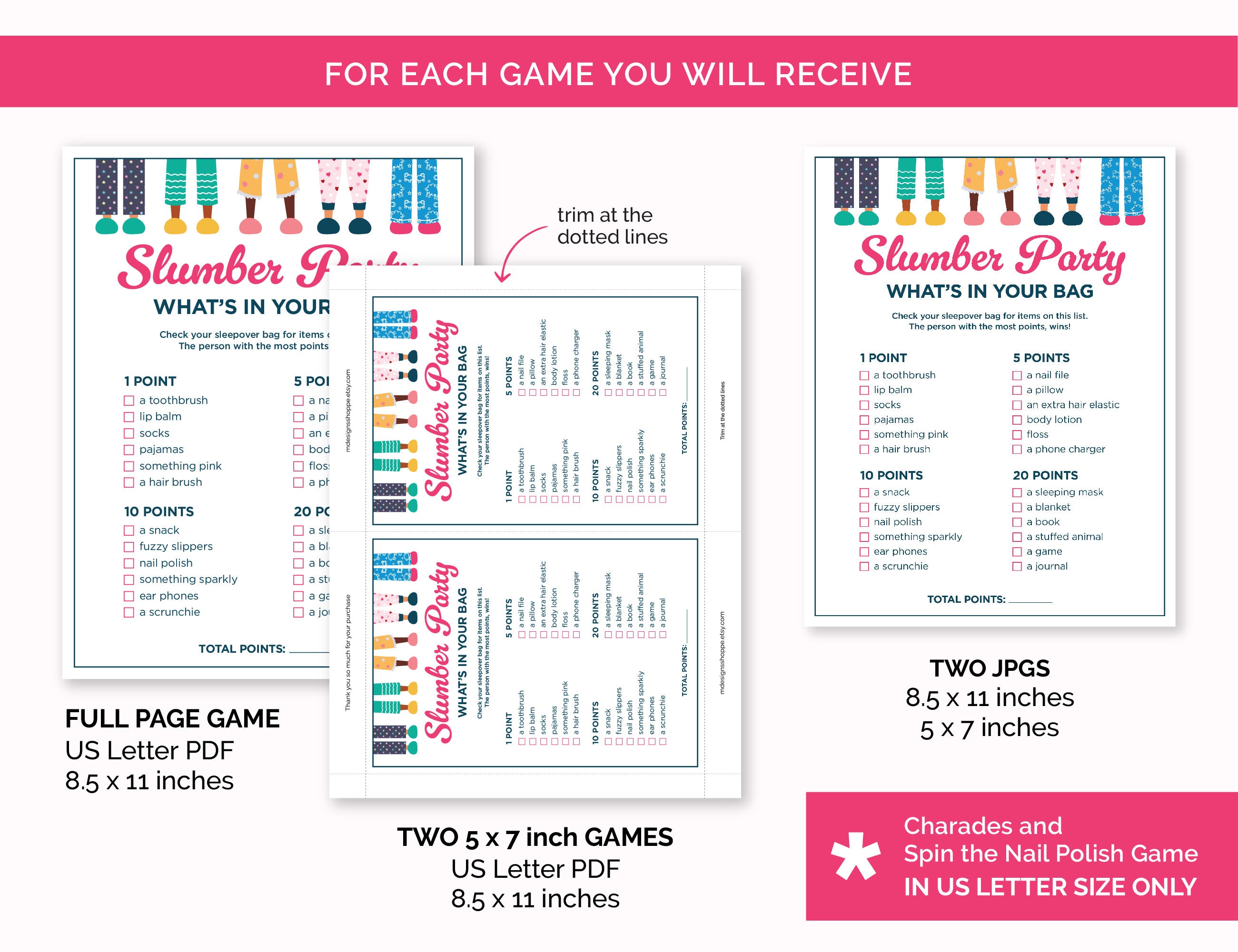 Slumber Party Games Bundle, Printable Games for Sleepover Party ...
