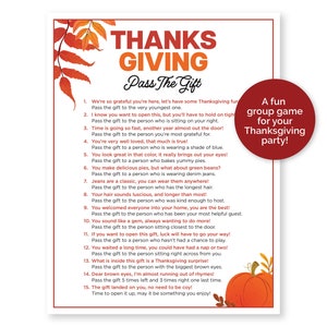 Thanksgiving Pass the Gift Game, Printable Pass the Present ...