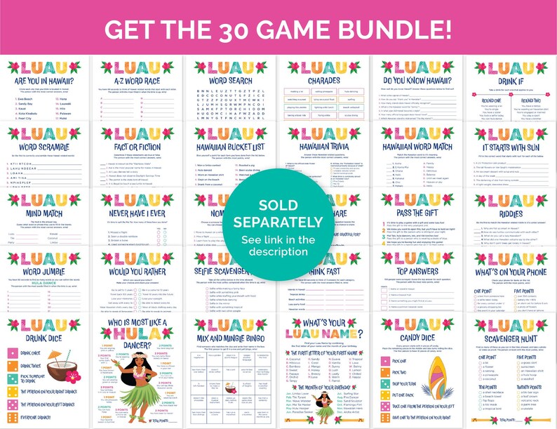 Luau Photo Scavenger Hunt, Hawaiian Theme Game for a Tiki Party, Fun ...