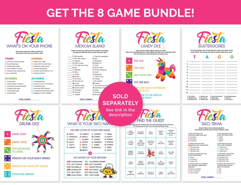 Fiesta Candy Dice Game, Printable Game for a Fiesta Birthday, Cinco De ...