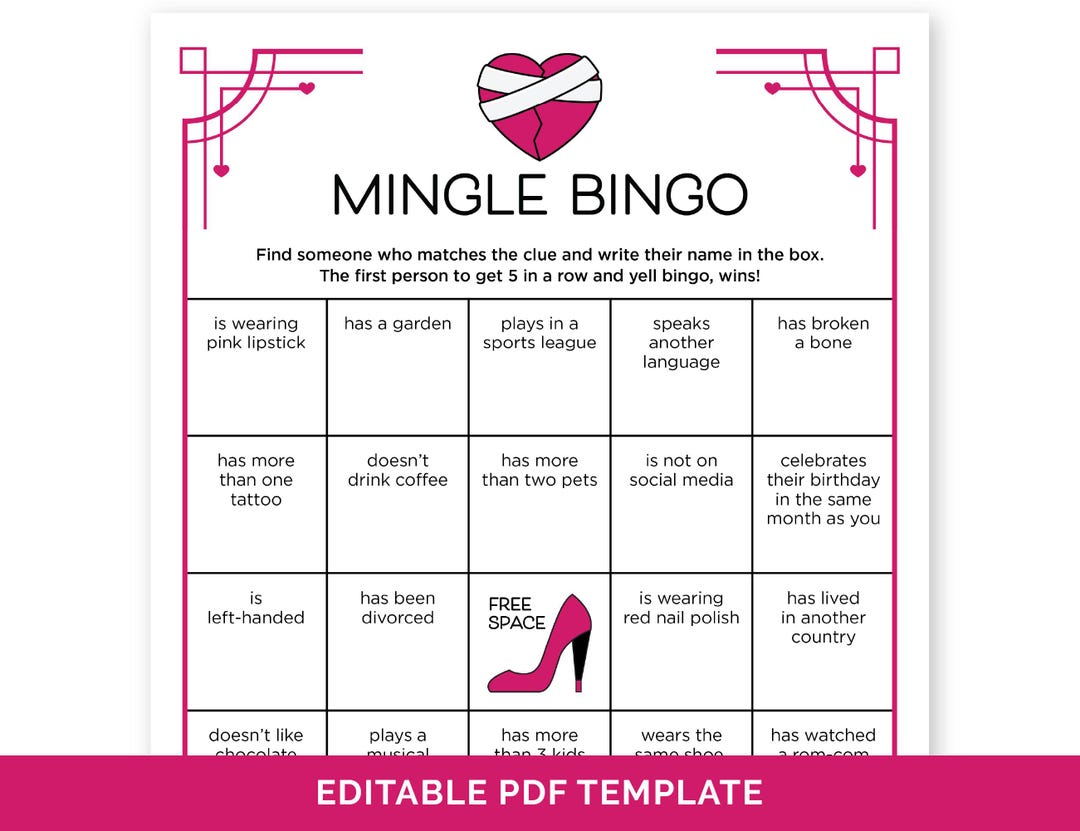 Editable Divorce Mingle Bingo, Icebreaker Game for a Divorce Party ...