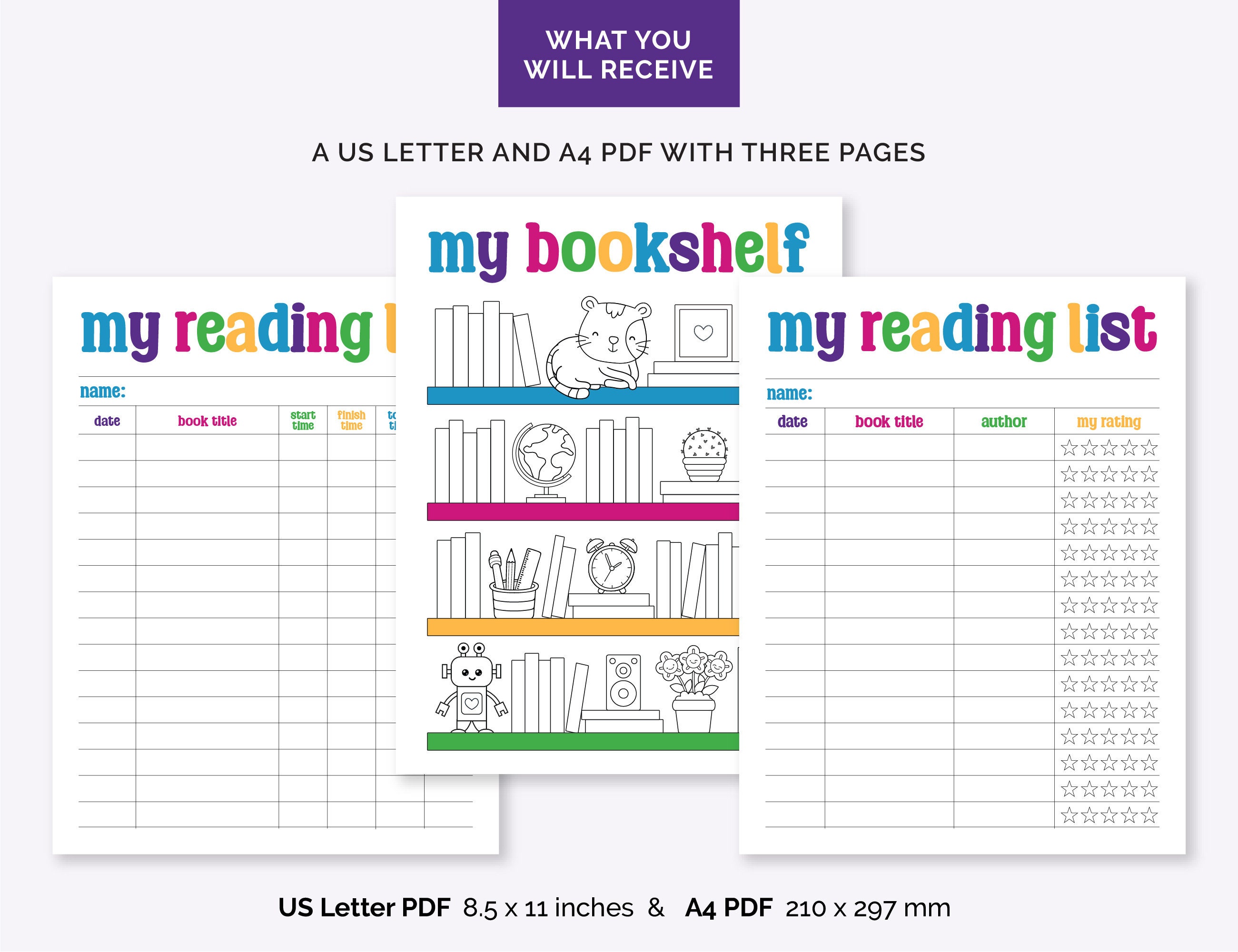 Reading Log for Kids Printable Bookshelf Reading Tracker - Etsy Canada