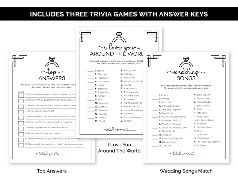 Wedding Rehearsal Games, Printable Games Bundle for a Rehearsal Dinner ...