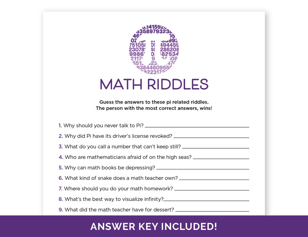Pi Day Riddles, Printable Pi Day Jokes for a Math Classroom Party, Fun ...