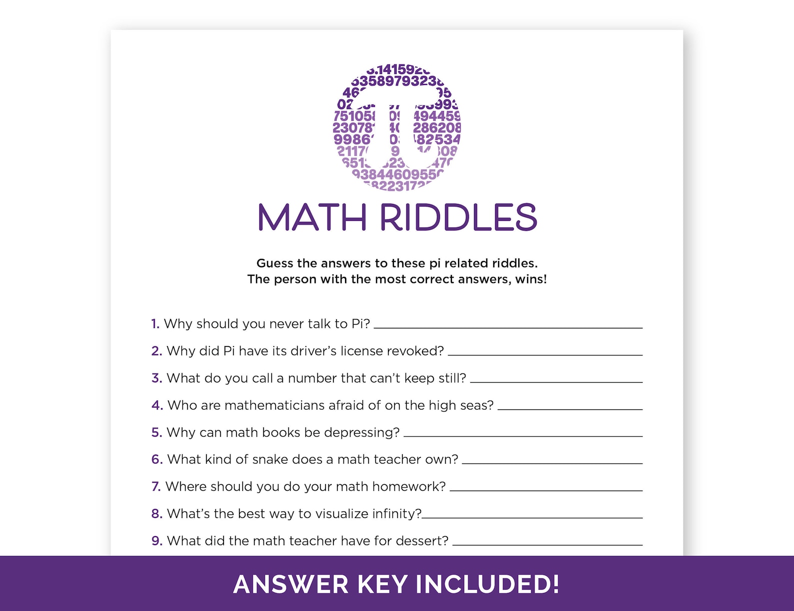 Pi Day Riddles, Printable Pi Day Jokes for a Math Classroom Party, Fun ...