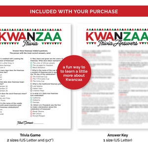 Kwanzaa Trivia Game, Printable Quiz for a Family or Classroom Kwanzaa ...