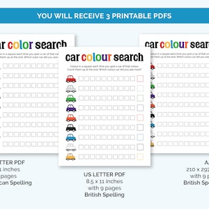 Counting Coloured Cars Printable, Road Trip Game for Kids, Car ...