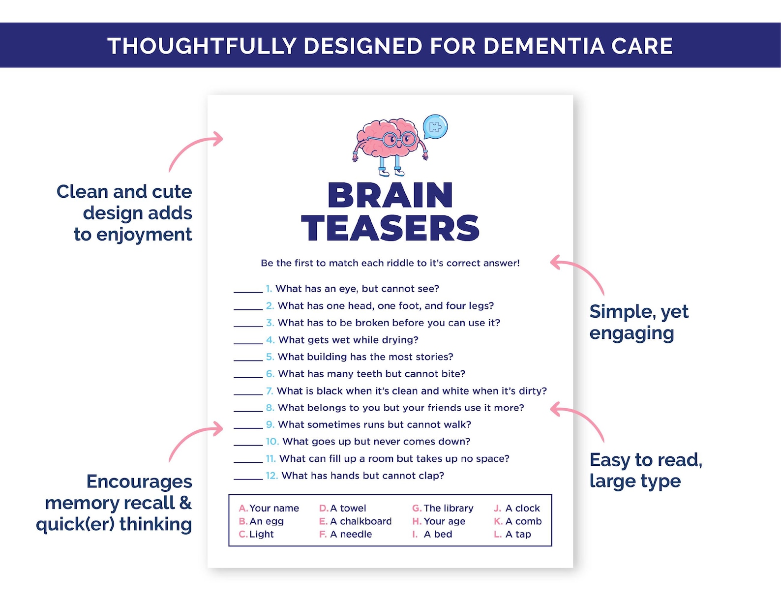 Dementia Brain Teasers, Simple Riddles for Senior Citizens, Brain ...