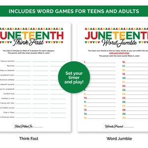 Juneteenth Games, Printable Game Bundle for Family or Classroom ...