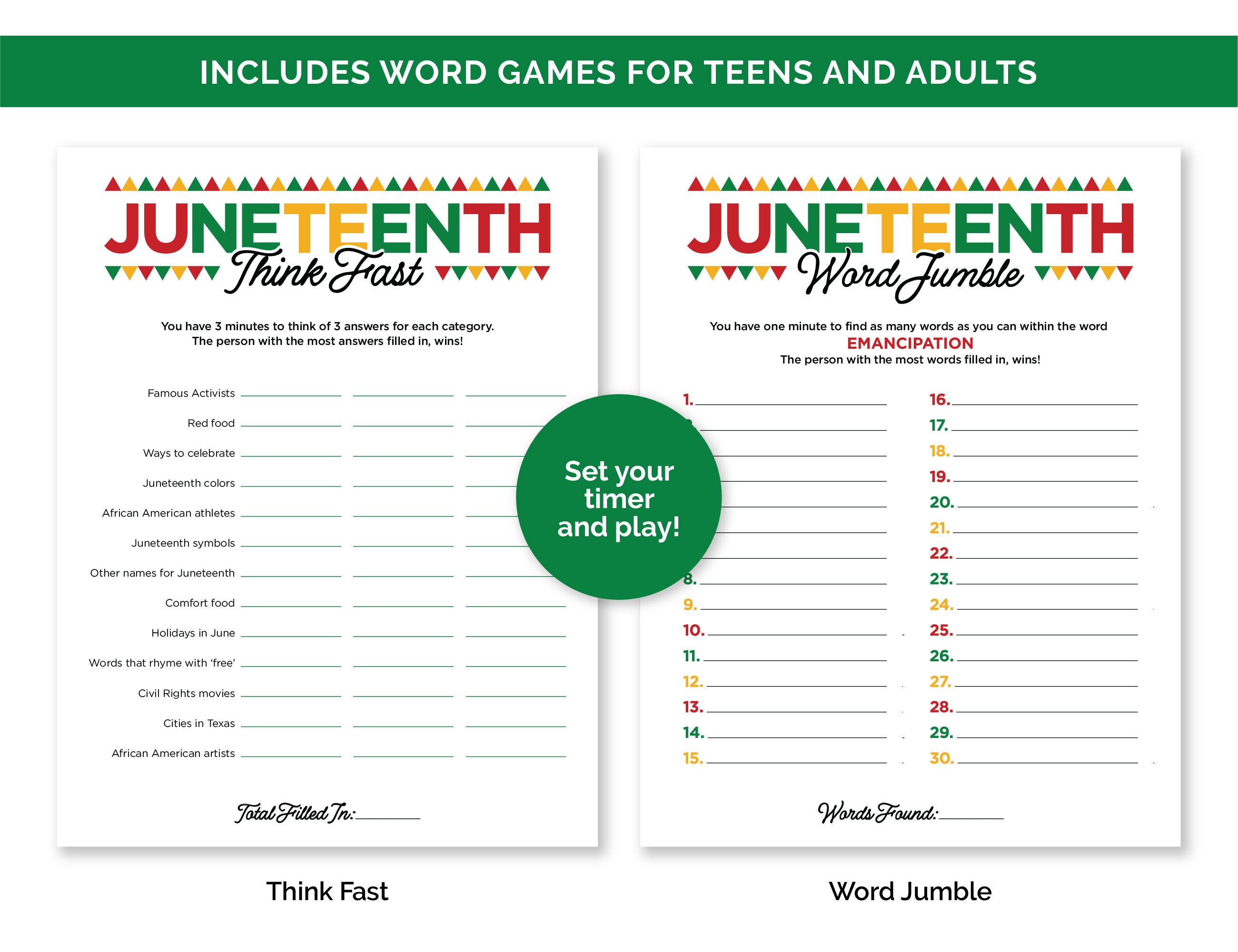 Juneteenth Games, Printable Game Bundle for Family or Classroom ... Juneteenth Games, Printable Game Bundle for Family or Classroom ...