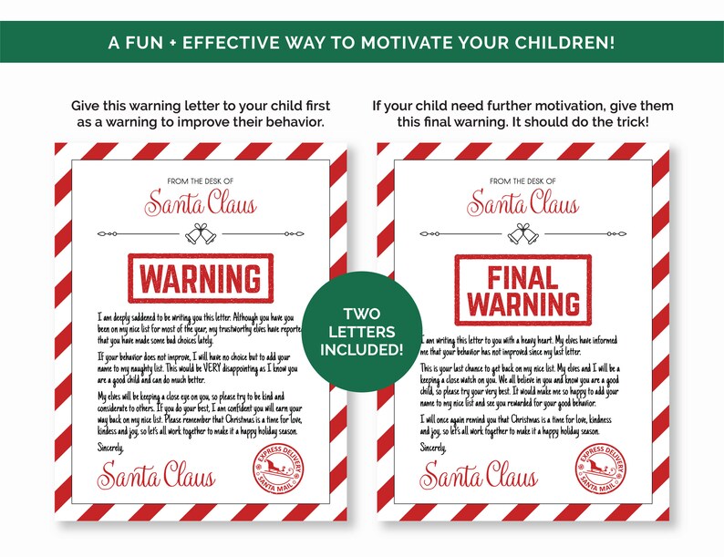 Santa Warning Letters, Printable Letters From Santa, North Pole ...