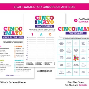 Cinco De Mayo Games, Printable Game Bundle for a Cinco De Mayo Party ...