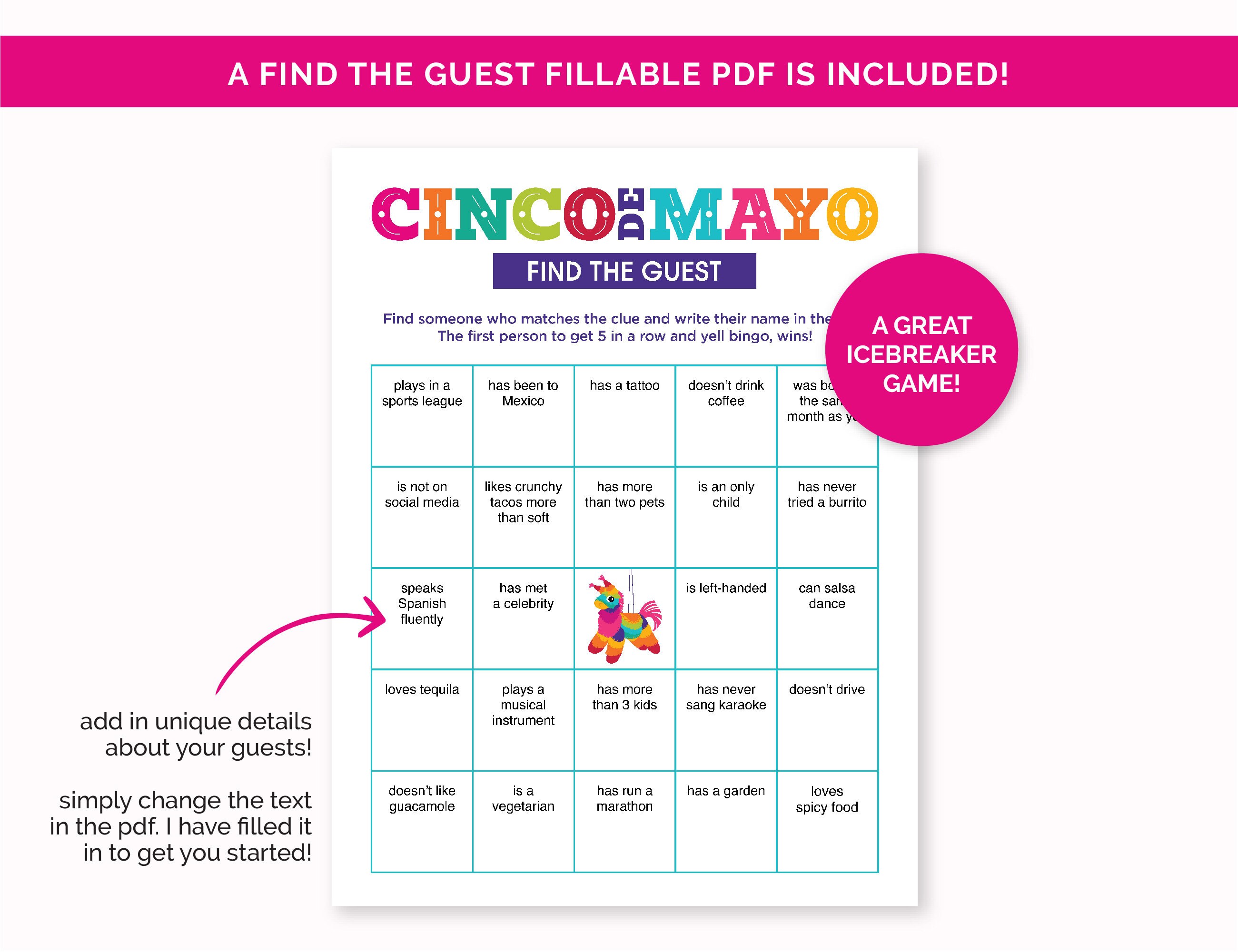 Cinco De Mayo Games Printable Game Bundle for a Cinco De Mayo - Etsy