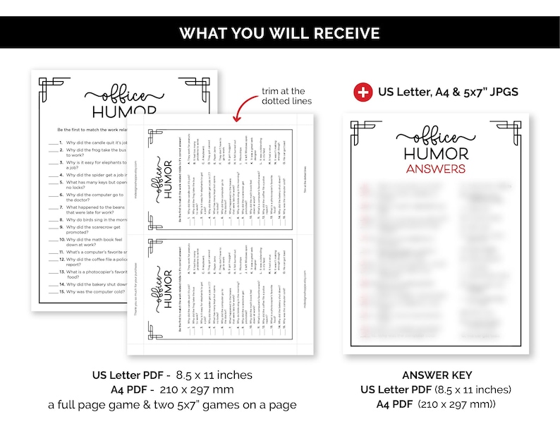 Office Humor Game, Printable Riddles for a Work Party, Workplace Jokes ...