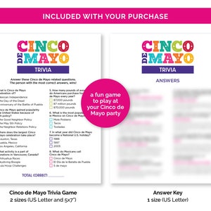 Cinco De Mayo Trivia Game, Printable Quiz With Answers for a Mexican ...