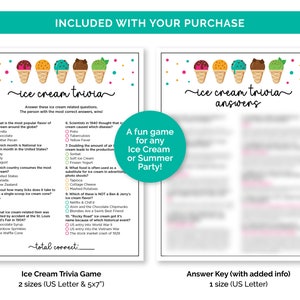 Ice Cream Trivia Game, Printable Quiz With Answers for an Ice Cream ...